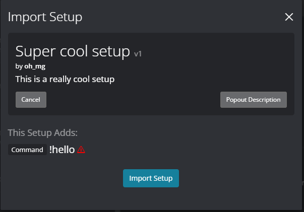 [Bug] Import Setup "Popout Description" does not work · Issue #1671 · crowbartools/Firebot · GitHub