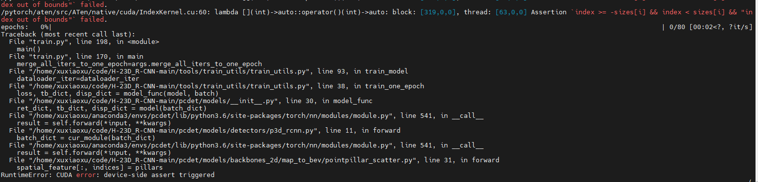 RuntimeError: CUDA error: device-side assert triggered · Issue #5 · djiajunustc/H-23D_R-CNN · GitHub