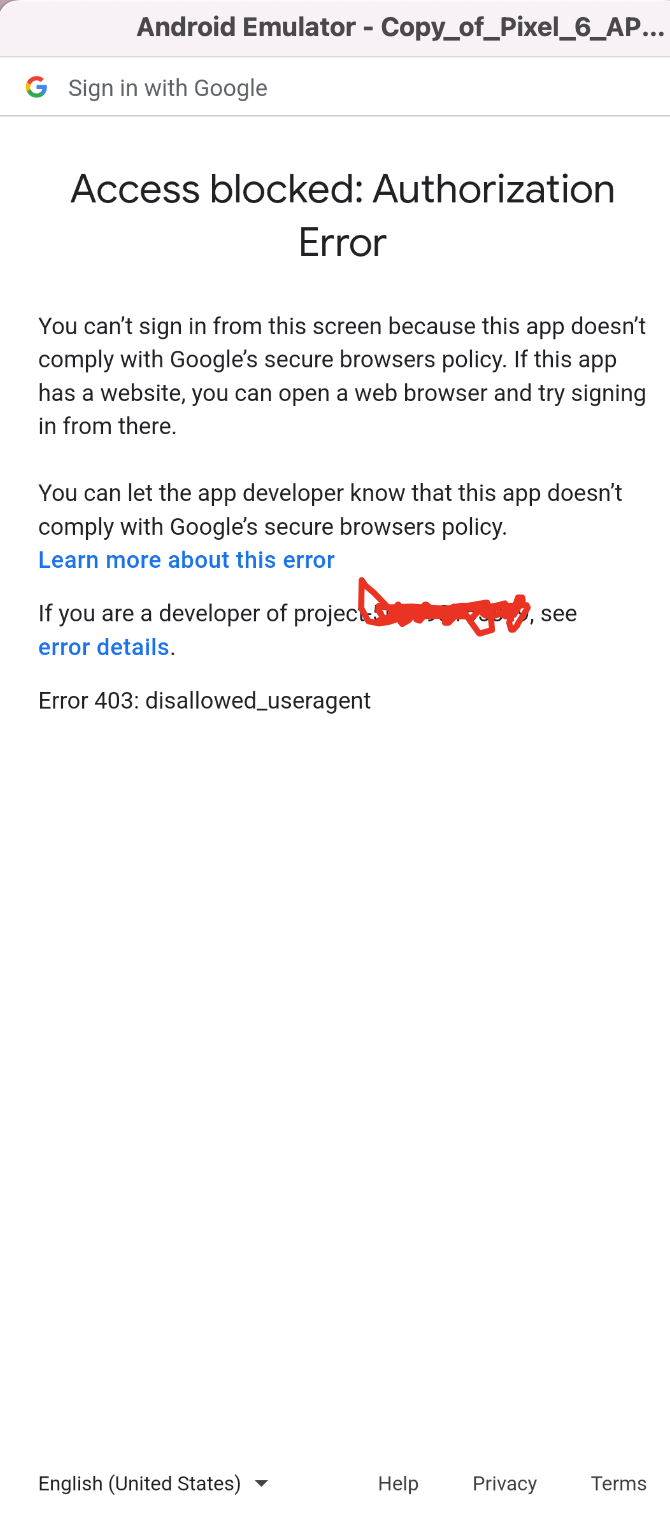 .signInWithOAuth() gives Access blocked when the authScreenLaunchMode: LaunchMode.inAppWebView ...