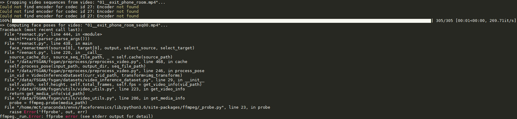 Ffmpegrunerror Ffprobe Error See Stderr Output For Detail In Reenactpy · Issue 104