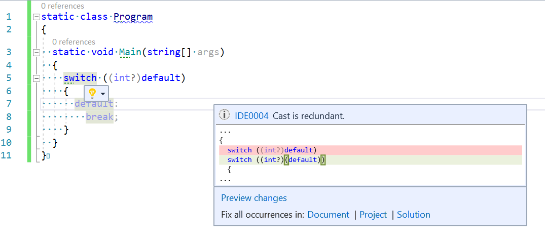 Incorrect 'IDE0004 cast is redundant' which offers a meaningless fix · Issue #21960 · dotnet ...