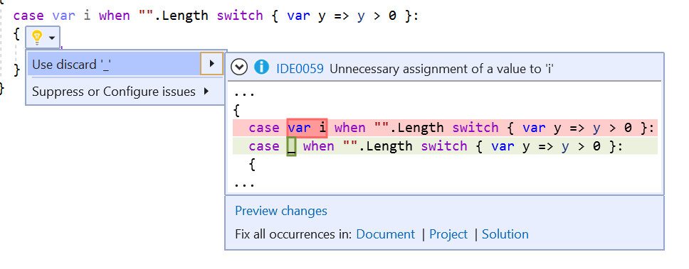 Incorrect suggestion to use discard pattern breaks compilation · Issue ...