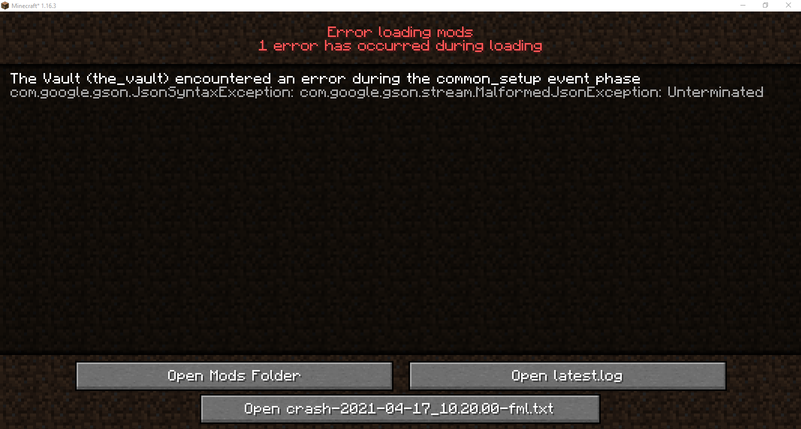 The Vault encountered an error during the common_setup phase · Issue ...