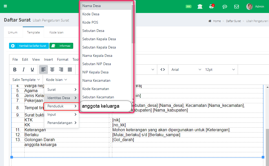 [TinyMCE] Tambah kode isian anggota keluarga sesuai ID kepala Keluarga · Issue #5524 · OpenSID ...
