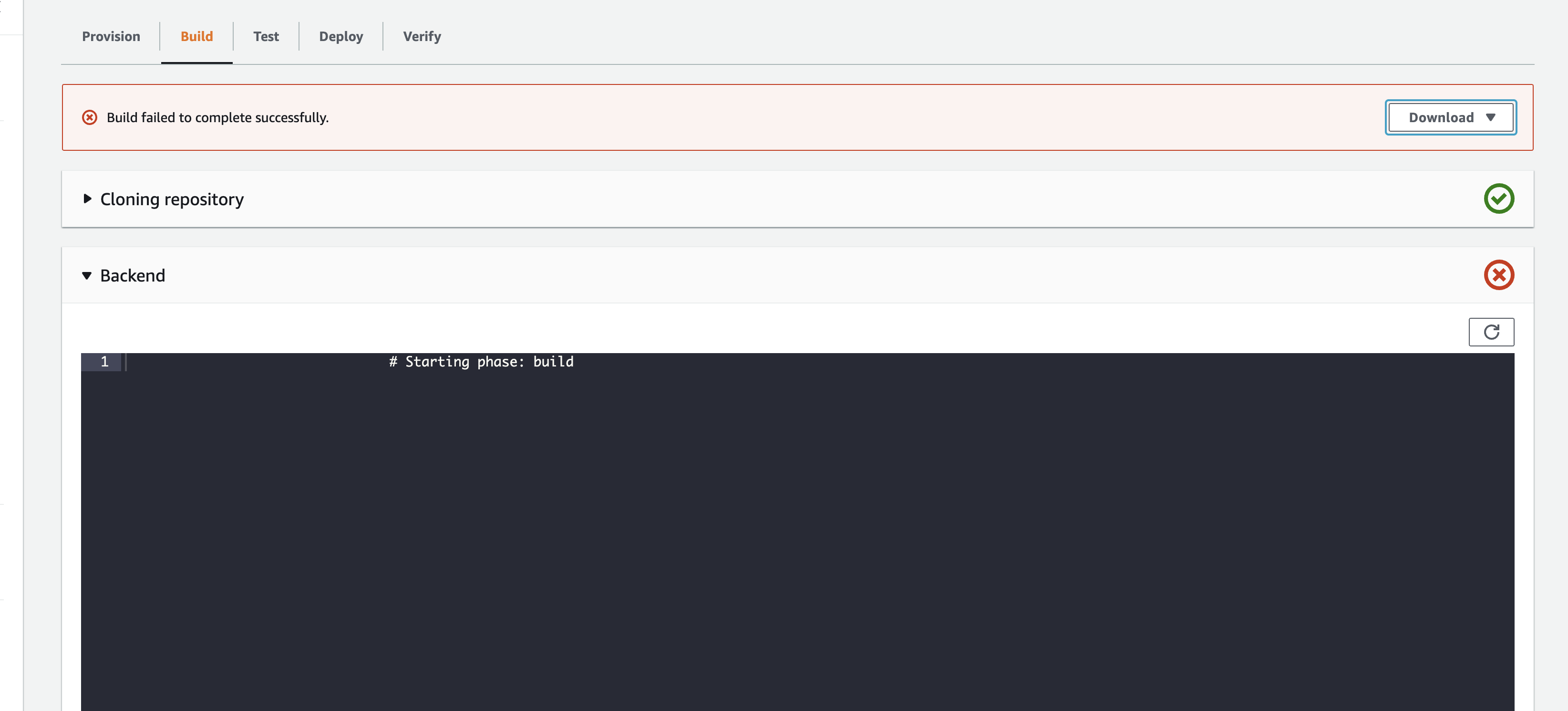 Backend Build Fails Without Any Error Just Says Starting Phase Build · Issue 2265 · Aws