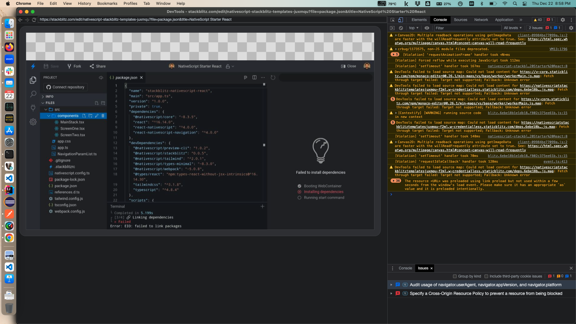 vue nativescrript starter not working on samsung tab s7 fe · Issue #925 · stackblitz ...