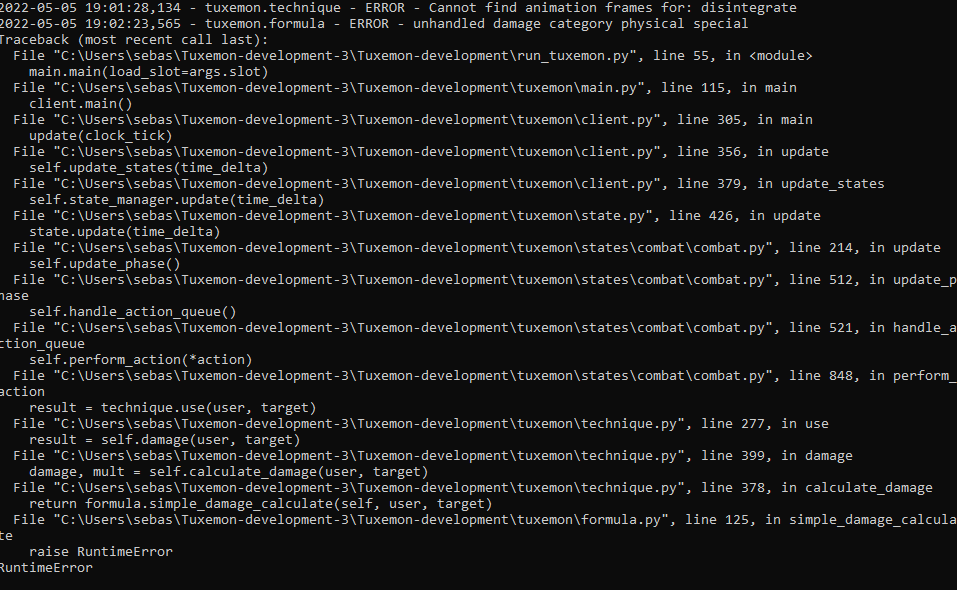 Techniques with range set to special crash game · Issue #1170 · Tuxemon ...