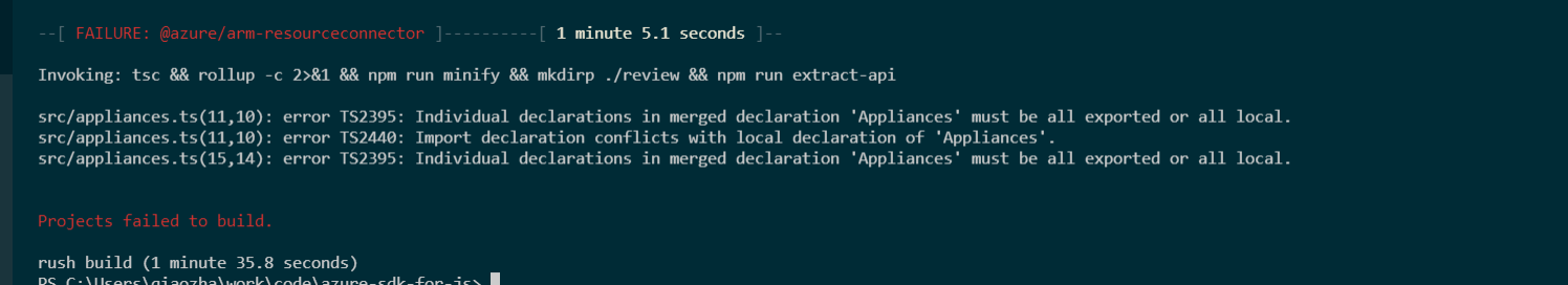 [resourceconnector] fail to build the code after generate it with @autorest/typescript@6.0.0 ...