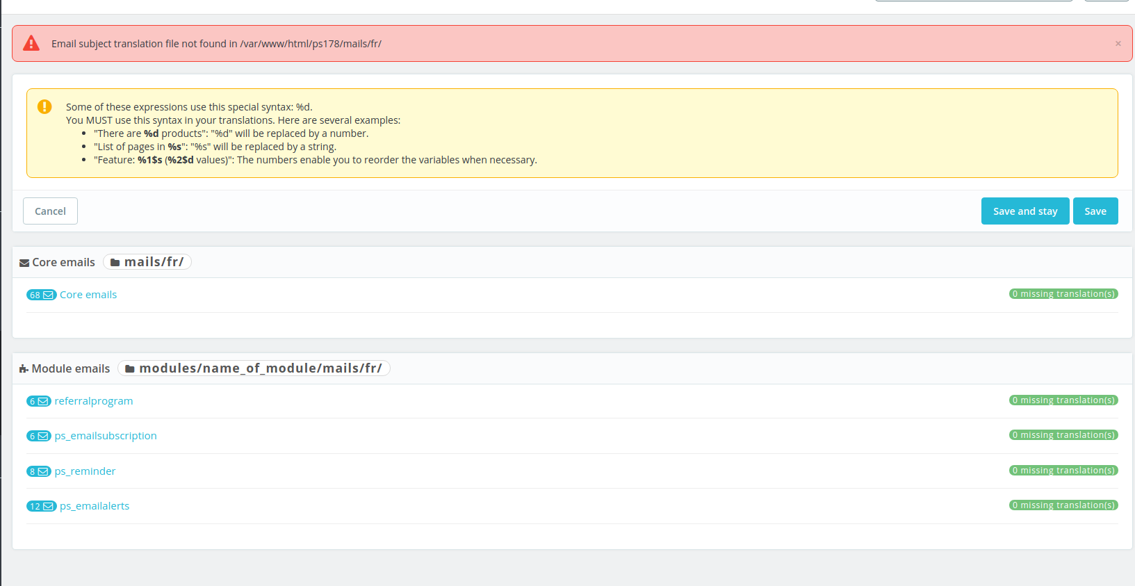 Translatations - Error in Email - Body Translations · Issue #23878 · PrestaShop/PrestaShop · GitHub