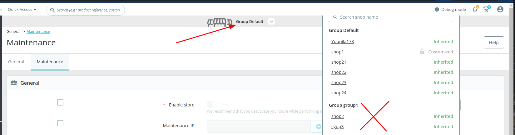 Multistore dropdown - In Group Context, display only the shops of the group · Issue #24334 ...