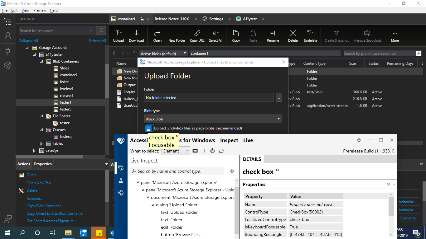 A11y_AzureToolsStorageExplorer_UploadFolder_AI4D: The name of the check box is not provided for ...