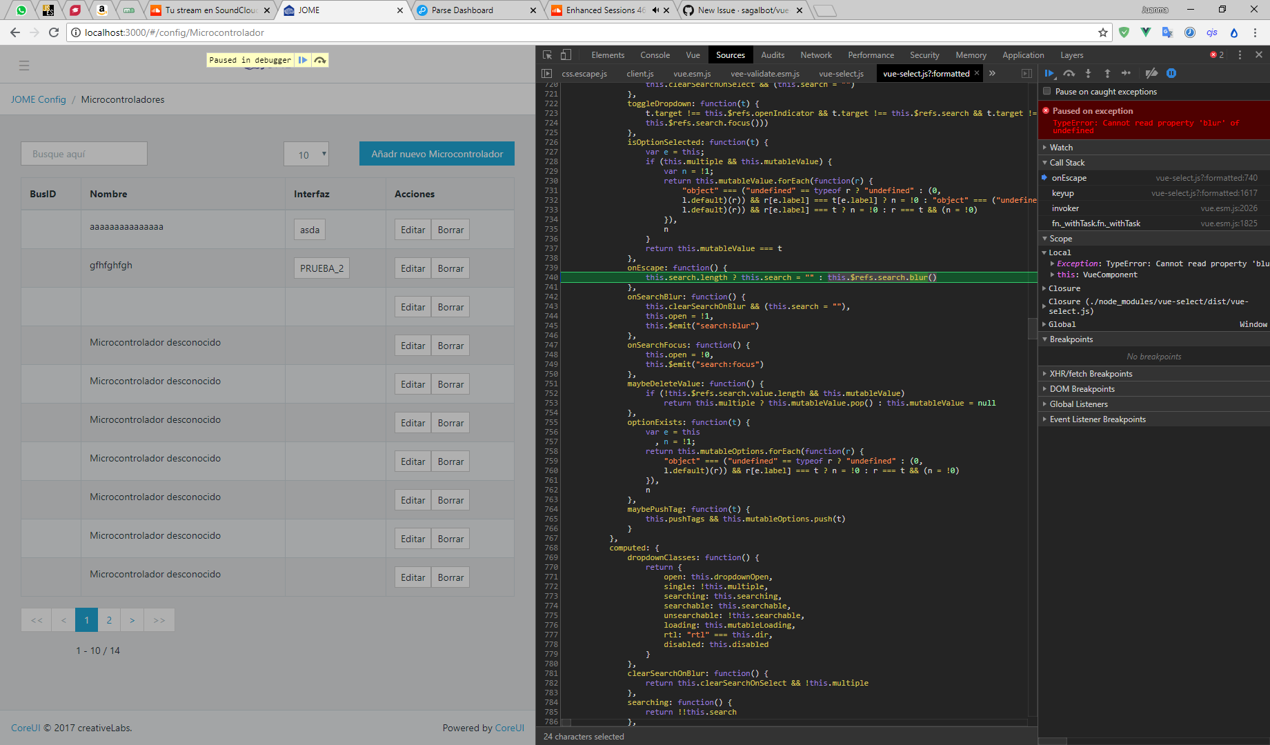 this.$refs.search.blur() makes an exception due this.$refs.search is ...