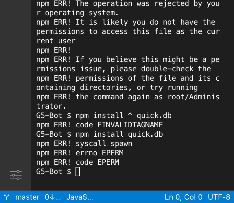 Add support for, “npm install quick.db” · Issue #68 · thebaselab/codeapp · GitHub