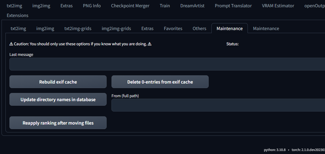 got 2 'maintenance' tabs on the ui,and cant get the PNG INFO. · Issue #112 · AlUlkesh/stable ...