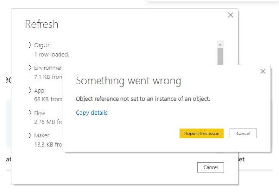 [BUG]: 06012021 version of PowerBI Dashboard FAils Object Not Set to an ...