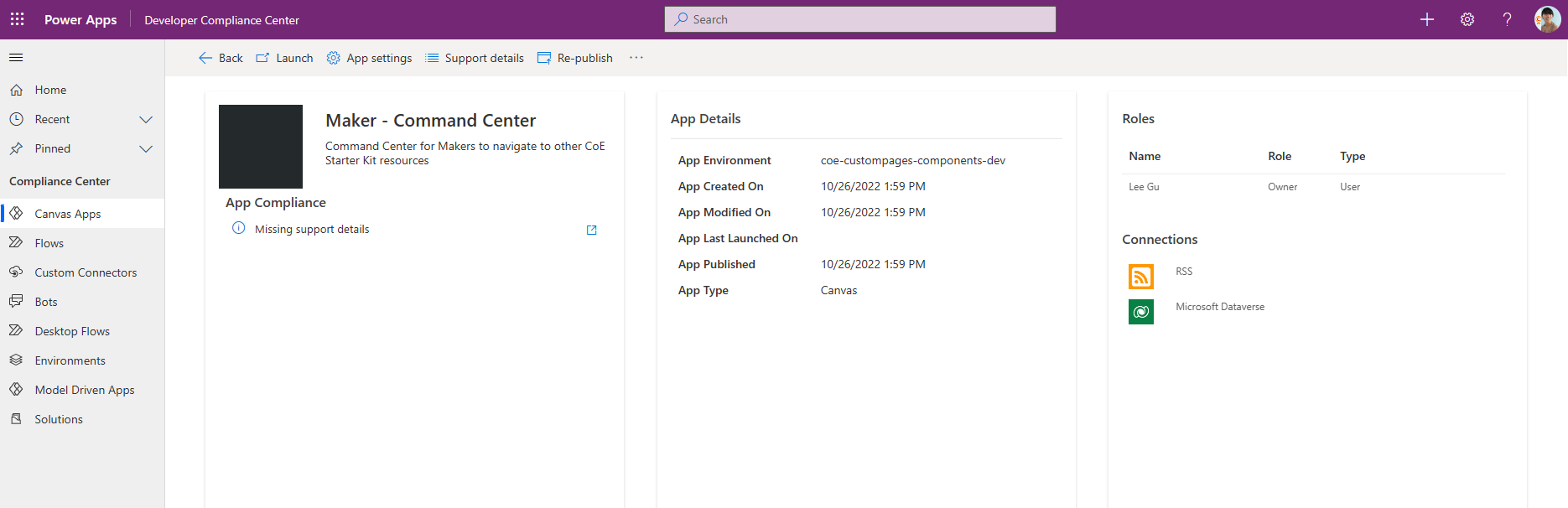 [CoE Starter Kit - BUG] Error loading app, flow and custom connector page in Developer ...