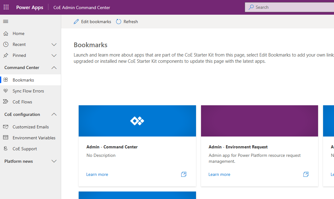 [CoE Starter Kit - BUG] Admin Command Center missing toolbar buttons · Issue #5321 · microsoft ...