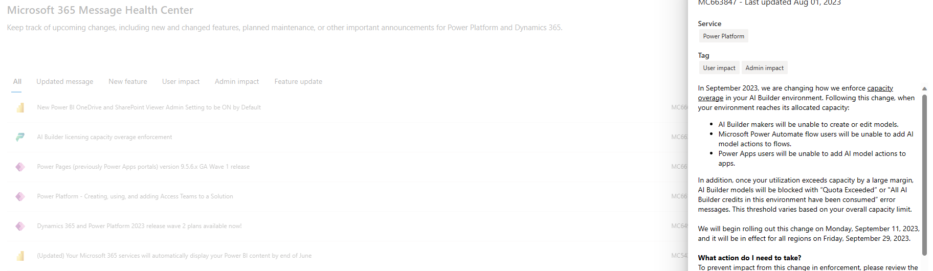 [CoE Starter Kit - BUG] Get M365 Service Messages filter should include new value "Power ...