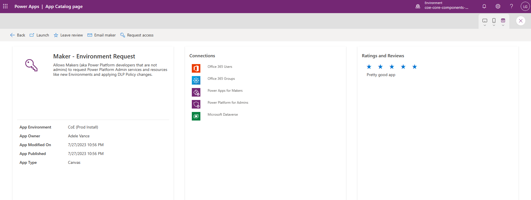 App Catalog app - Ratings and Reviews doesnt load up · Issue #6435 · microsoft/coe-starter-kit ...