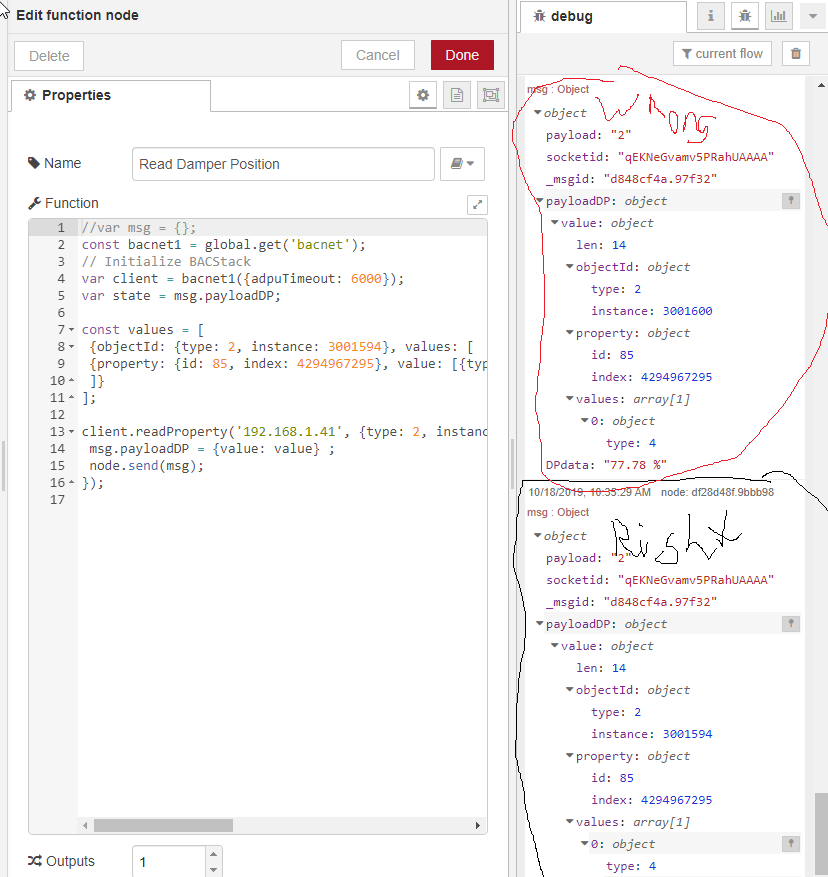 Dashboard Gauges displaying the wrong flow, then goes back to the right ...