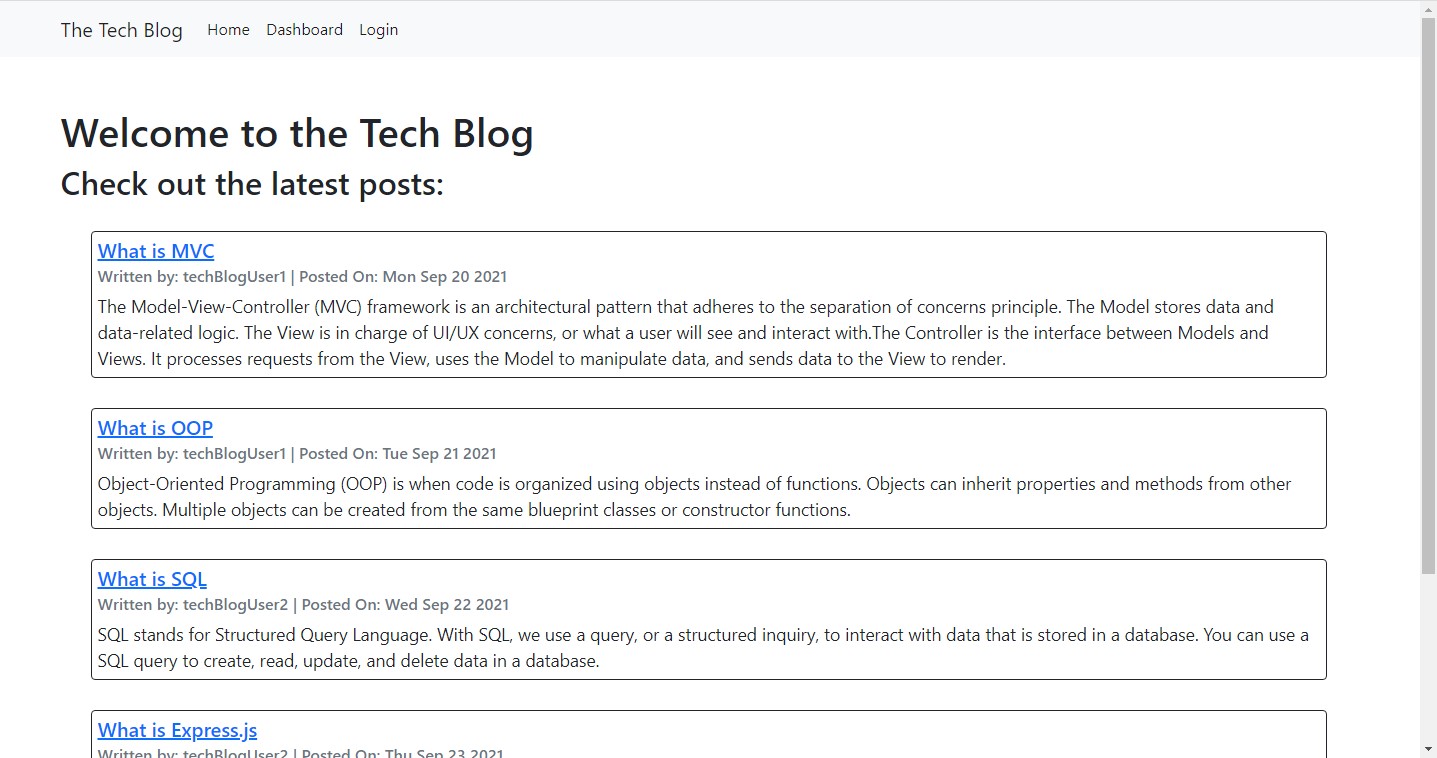 GitHub - lvaillancourt8/MVC-Tech-Blog: Full Stack Bootcamp Week 14 - build a CMS-style blog site ...