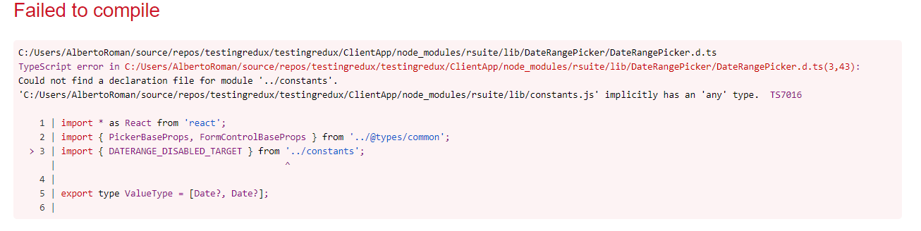 TS7016 implicitly has an 'any' type · Issue #1102 · rsuite/rsuite · GitHub