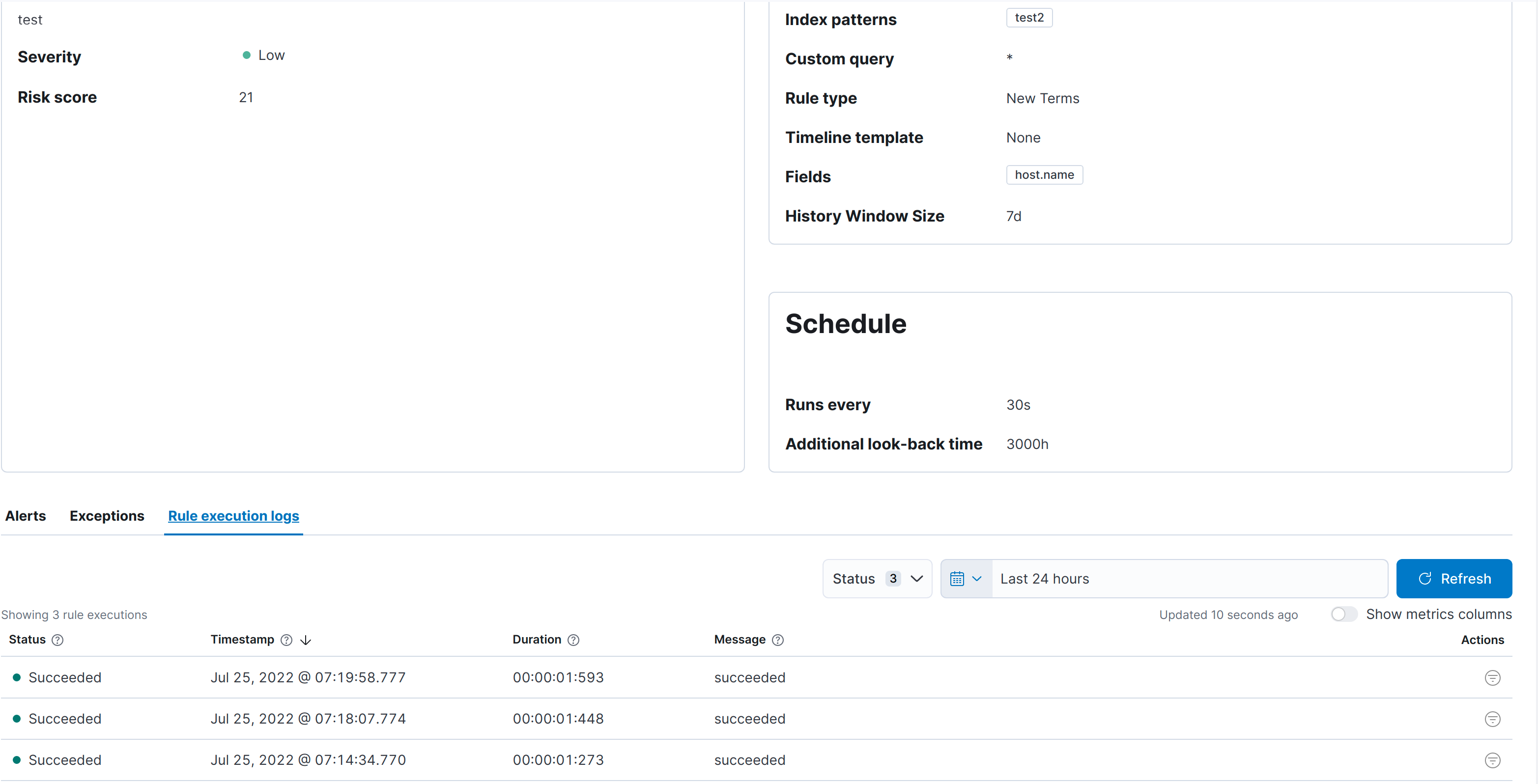 [Security Solution] Rule execution logs are not displaying for new term rule · Issue #137068 ...