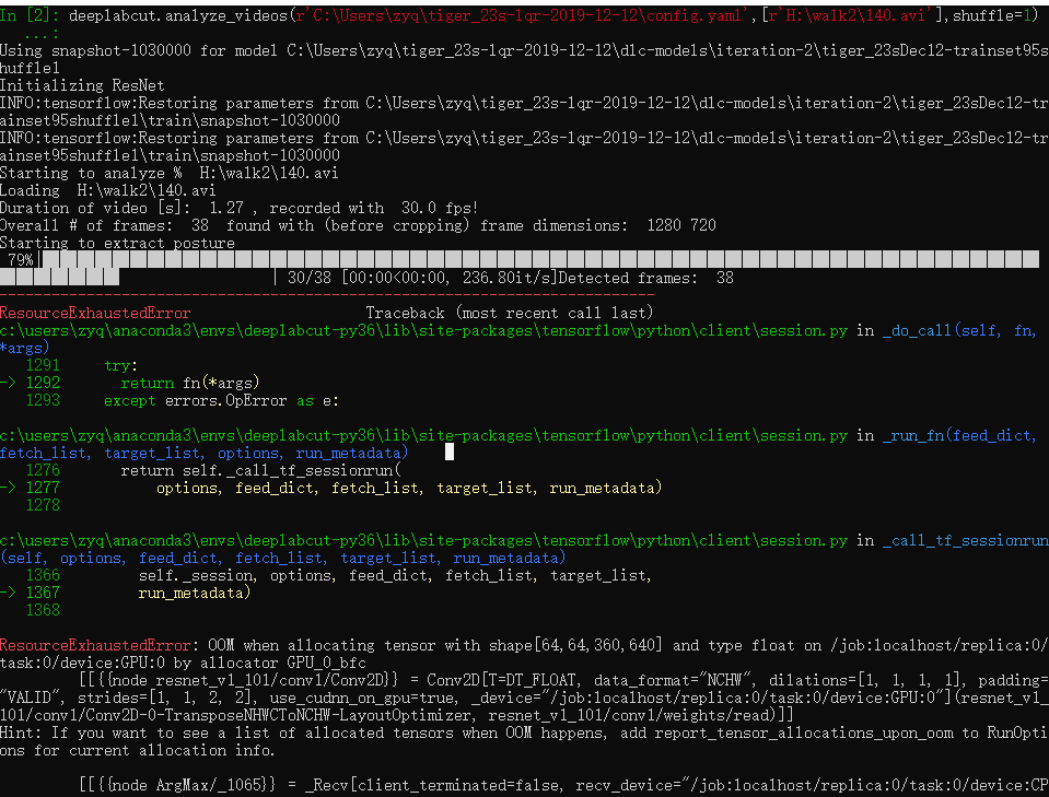 ResourceExhaustedError · Issue #817 · DeepLabCut/DeepLabCut · GitHub