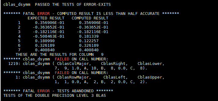 "FATAL ERROR" when testing "./xdcblat3