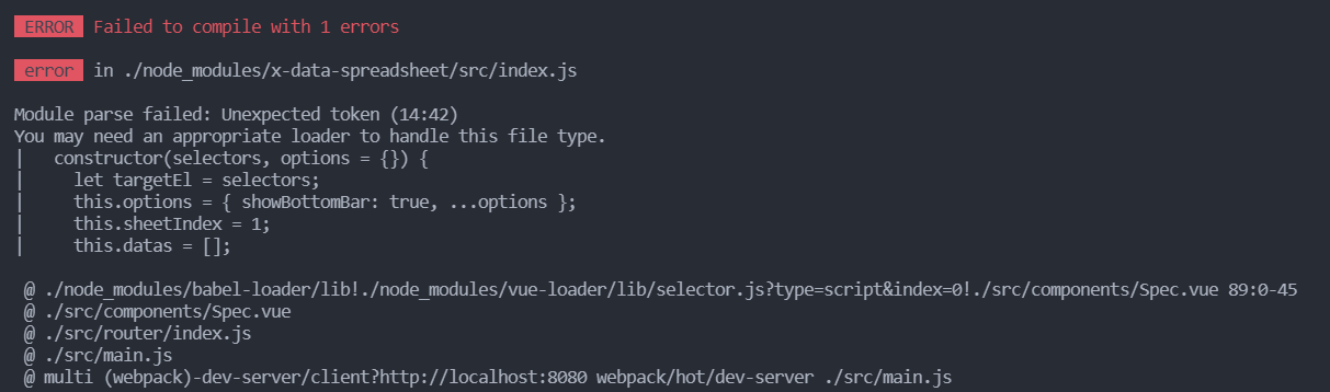 Vue cli Module parse failed · Issue #495 · myliang/x-spreadsheet · GitHub