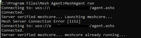 Connection error 1152 · Issue #4108 · Ylianst/MeshCentral · GitHub