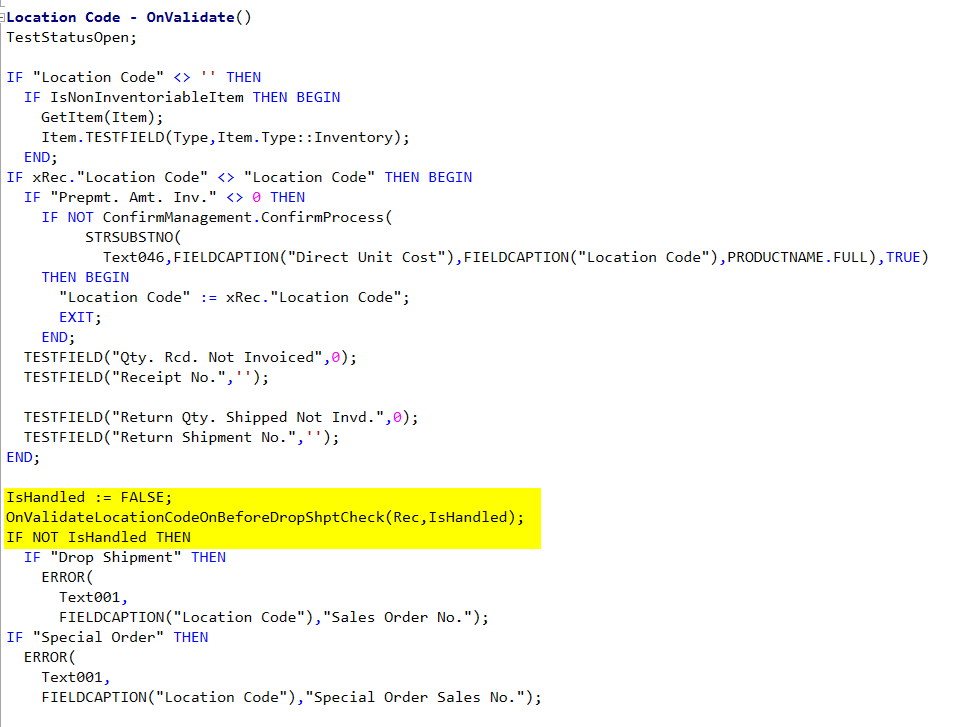 [event Request] Table 39 Location Code Onvalidate · Issue 4331 · Microsoft Alappextensions