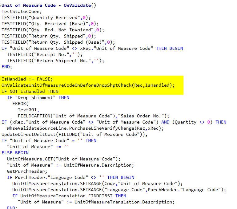 [Event Request] Table 39 - Unit of Measure Code - OnValidate · Issue ...