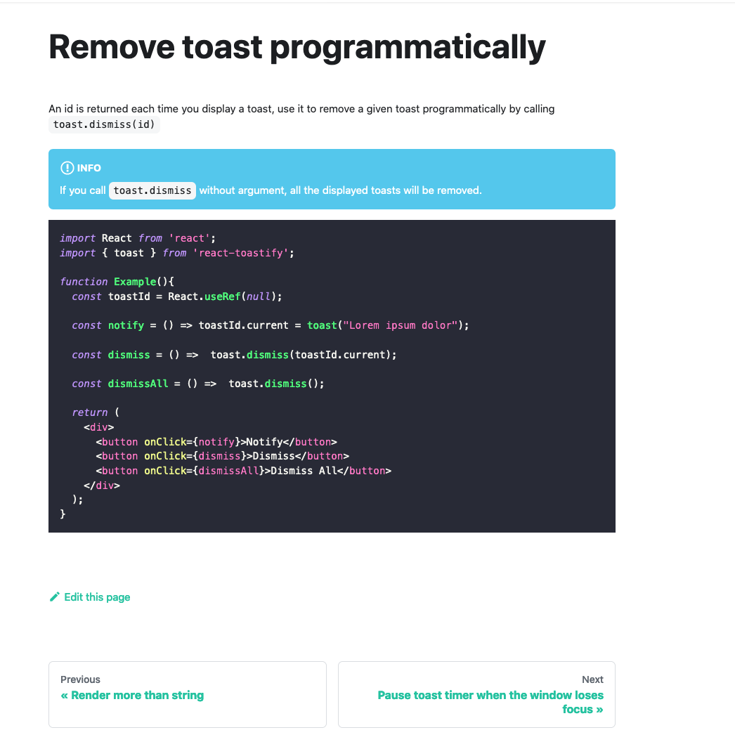 Documentation · Issue 489 · Fkhadra React Toastify · Github