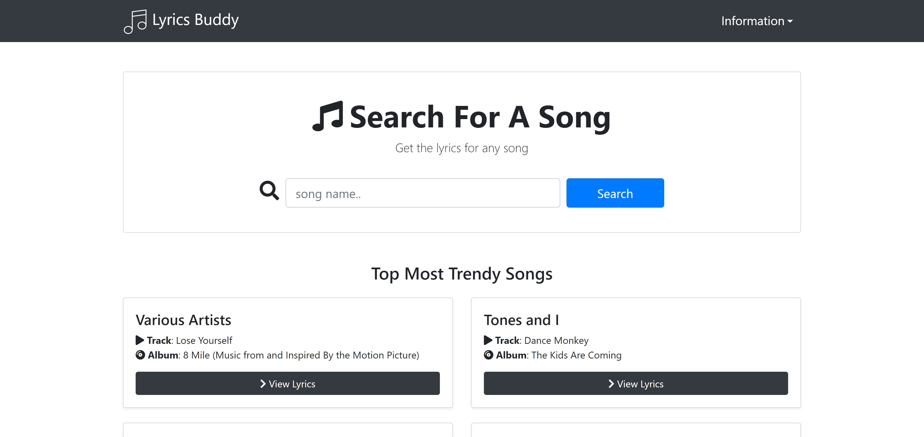 GitHub - noamkanonich/LyricsBuddy: App that finds song lyrics using ...