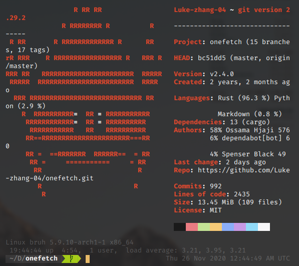 Omit part of display depending on terminal size? · Issue #327 · o2sh/onefetch · GitHub