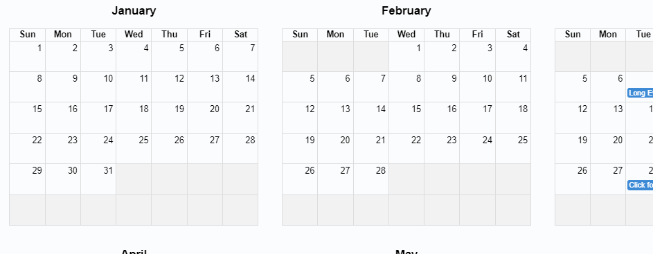 Continuous selection between months in the "multiMonthYear" view ...