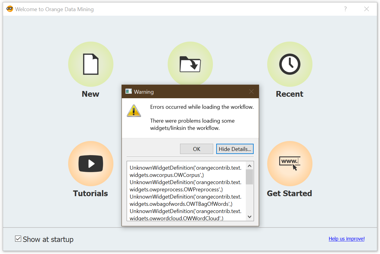 Orange error message when opening workflow - lost widgets · Issue #4054 ...
