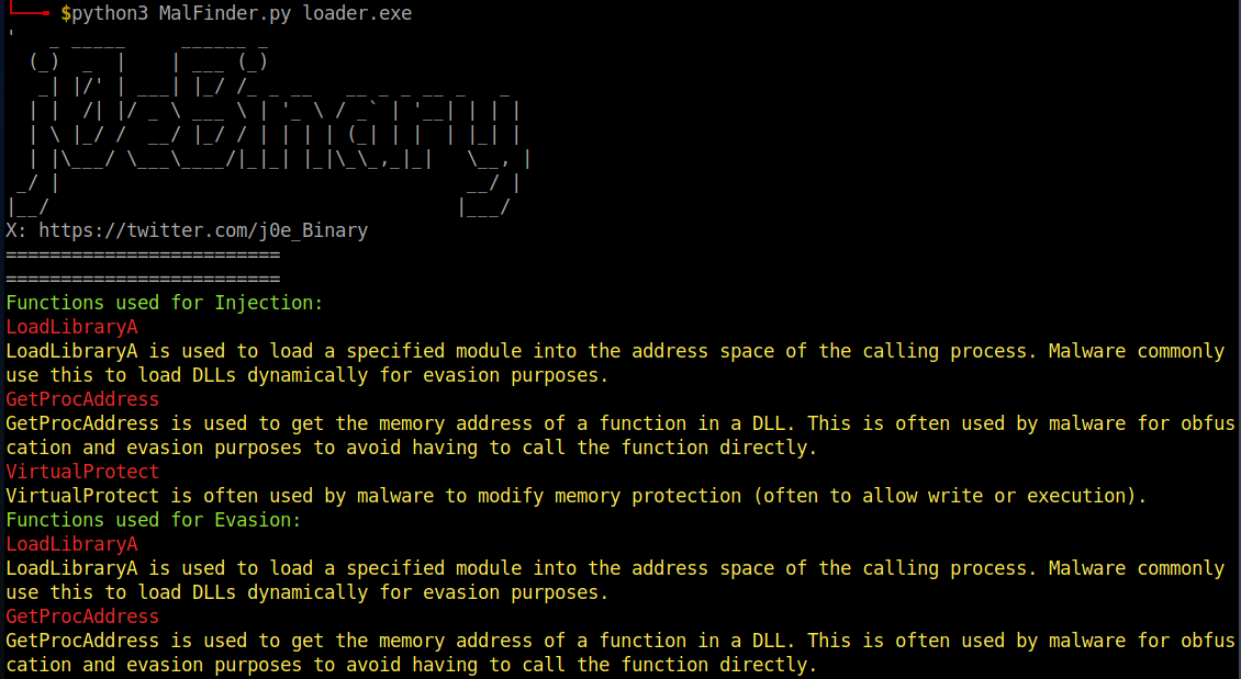 GitHub - J0eBinary/MalFinder: MalFinder is a tool that retrieves the Import Address Table (IAT ...