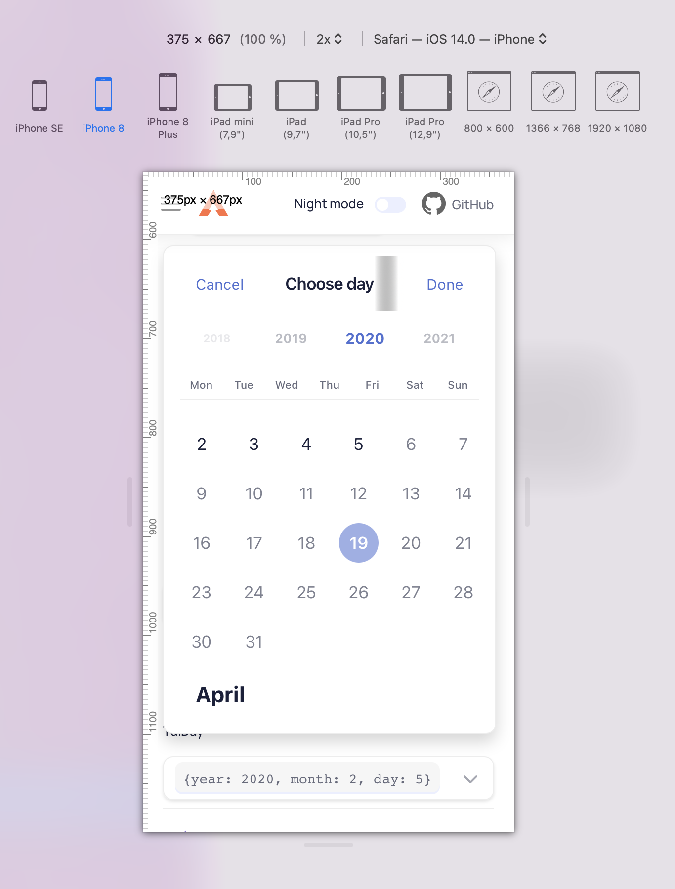 🐞 - Can select an unavailable date & Dark shadow on the calendar ...