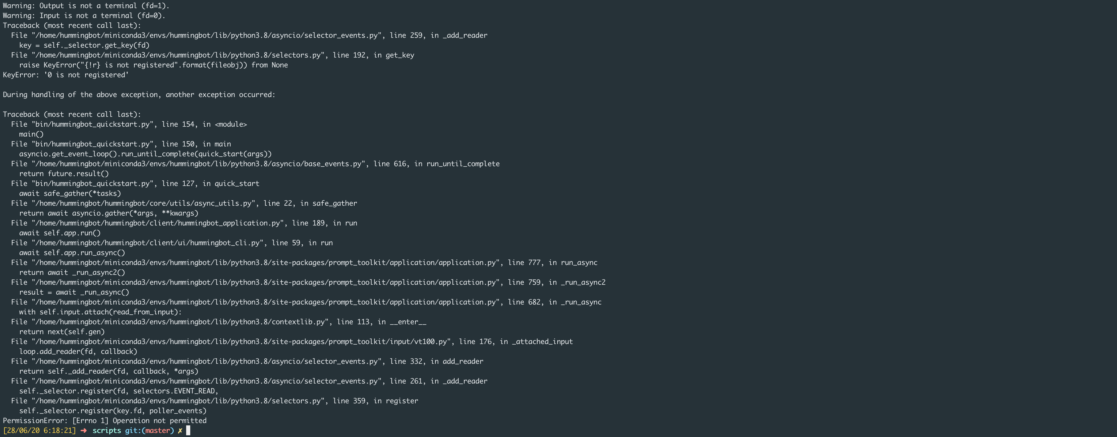 [BUG] PermissionError: [Errno 1] Operation not permitted · Issue #1964 · hummingbot/hummingbot ...