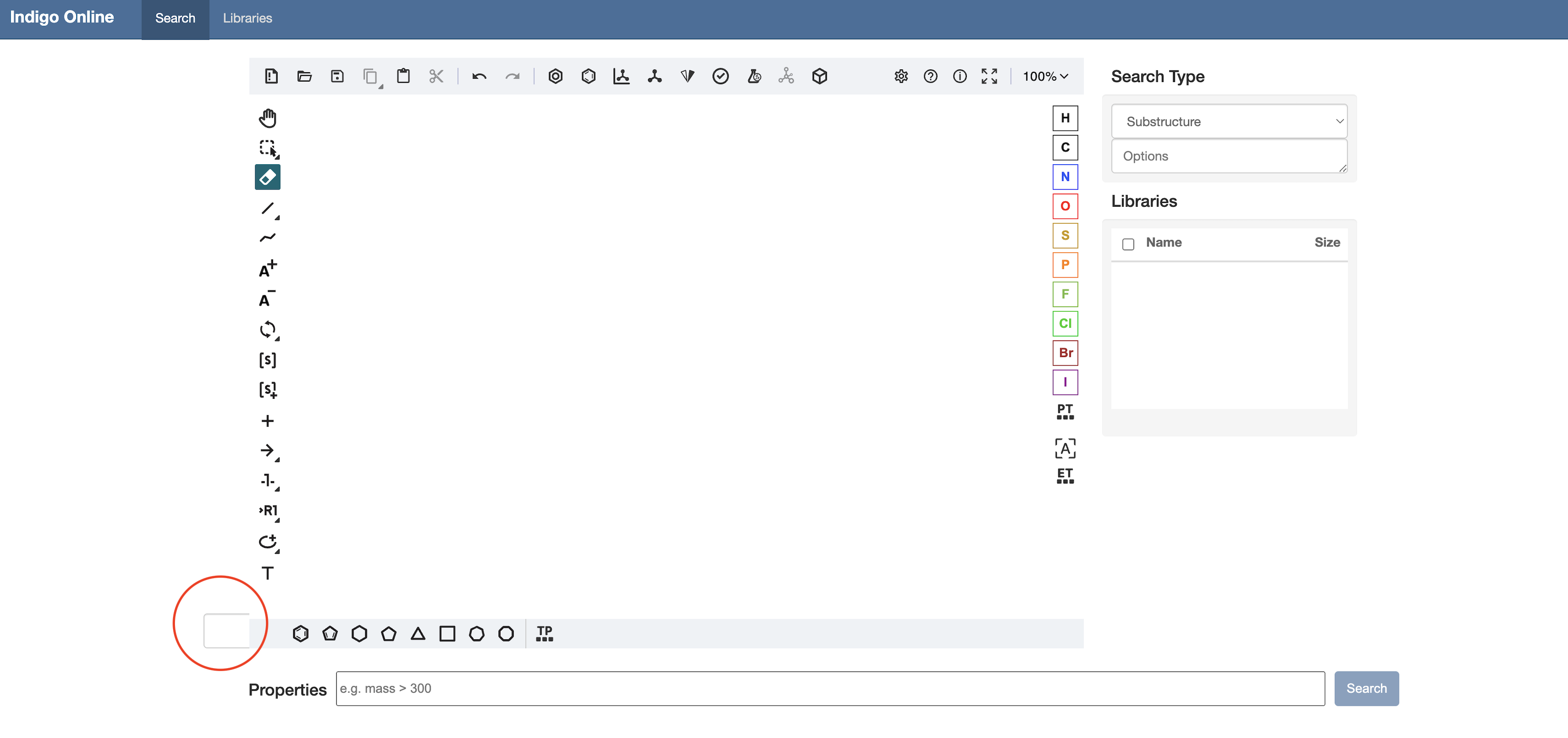 Input field is displayed when the size of the ketcher is changed ...