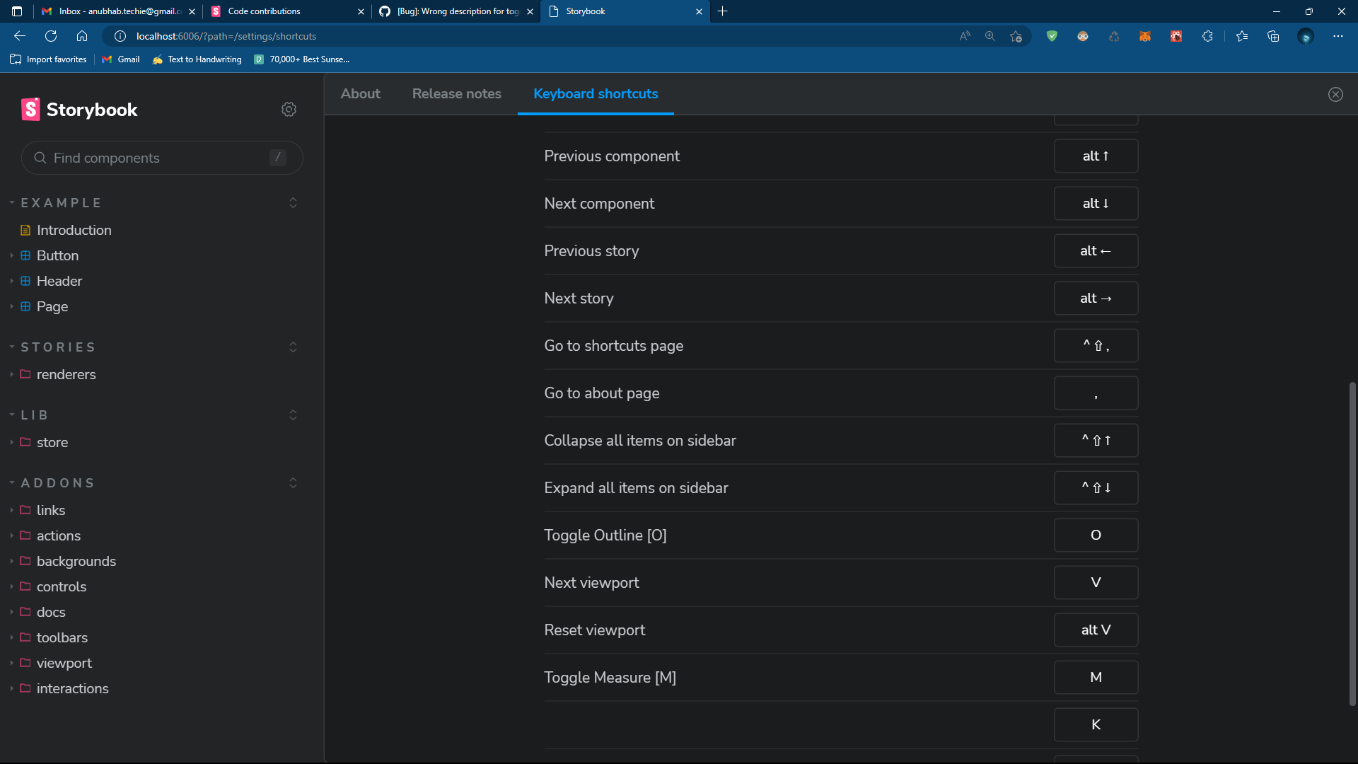 [Bug]: Wrong description for toggle outline in shortcuts page · Issue #21321 · storybookjs ...