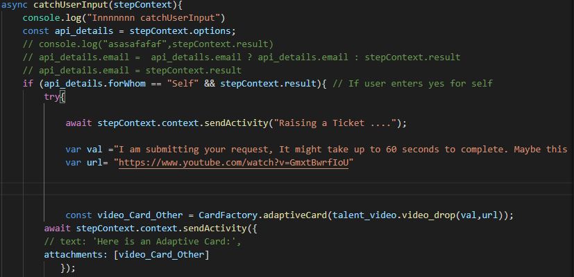 Youtube video is not loading in Chat Bot, Throwing no error, Only break ...