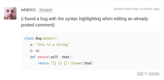 Syntax highlighting breaks when editing a posted comment · Issue #11 ...