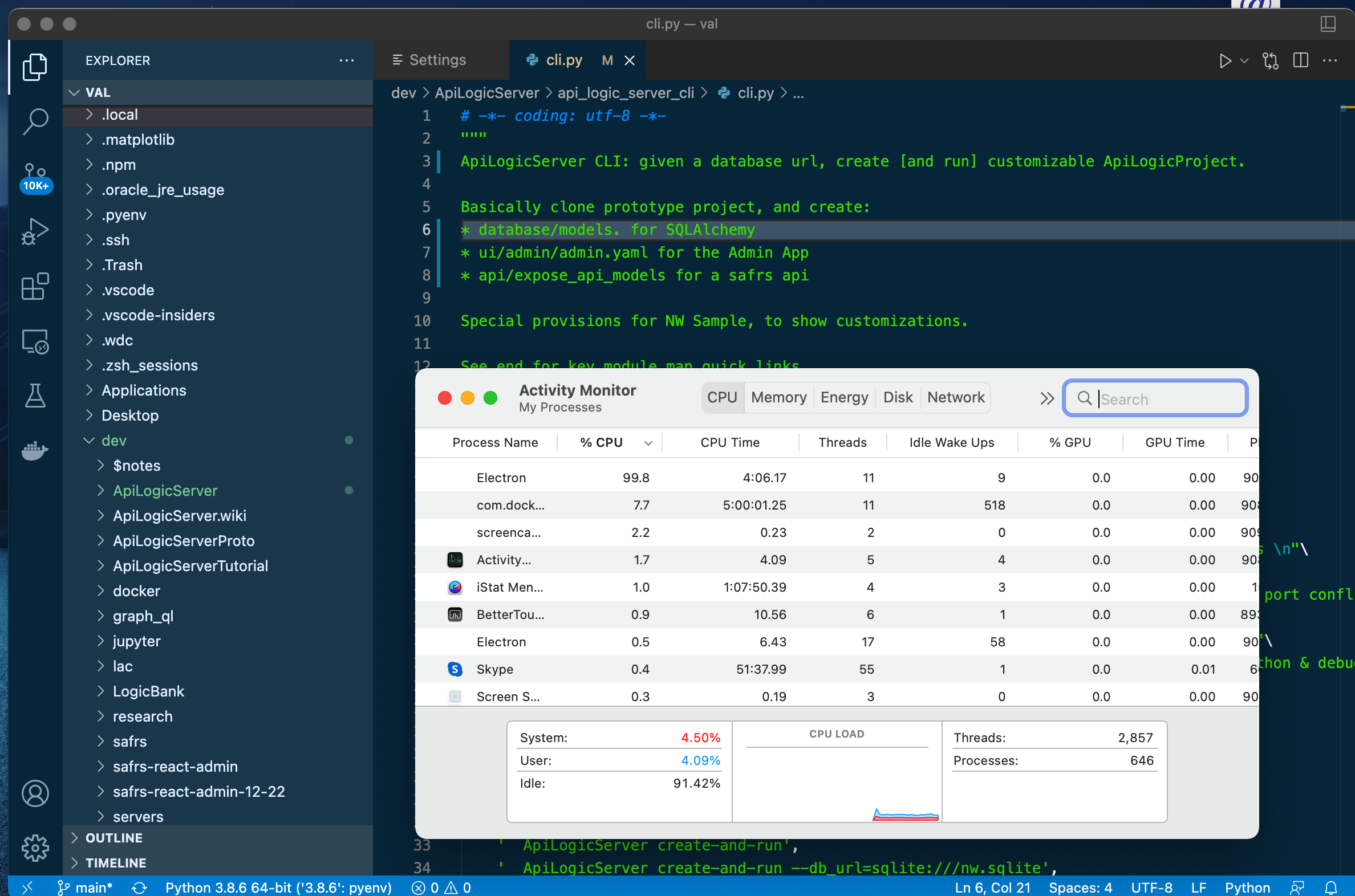 Mac Electron process uses 10% CPU for large projects attempting to use ...