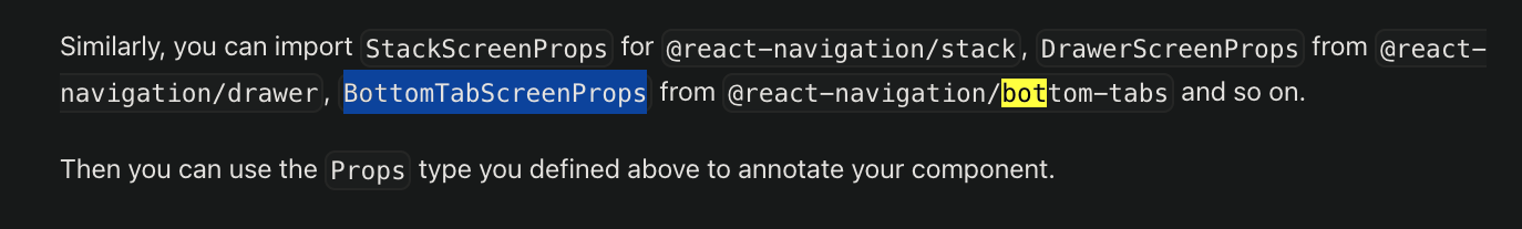 Can't find BottomTabScreenProps function from the library. · Issue #11033 · react-navigation ...