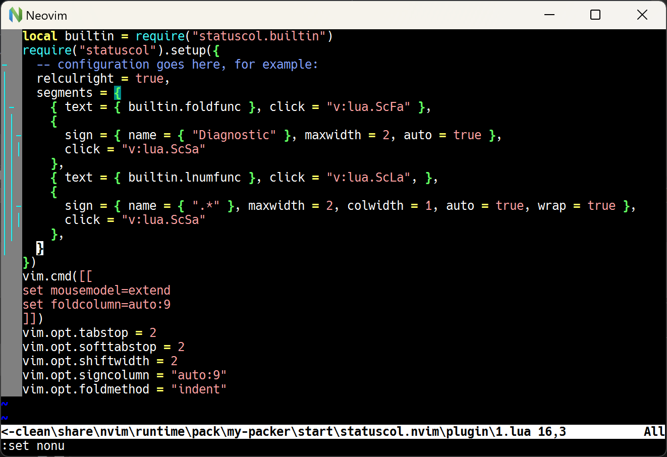 windows 10/11 not working. · Issue #67 · luukvbaal/statuscol.nvim · GitHub