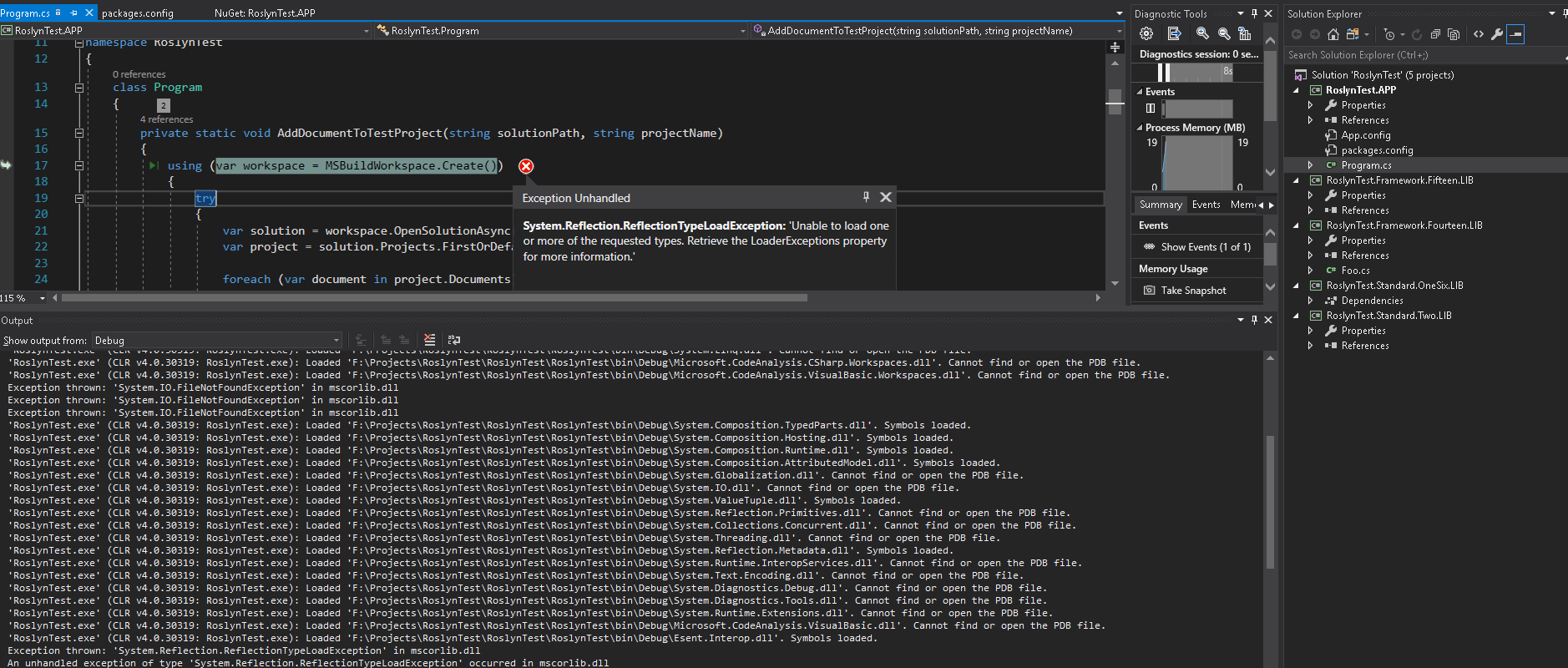 NullRefenceException when saving changes to an MsBuildWorkspace · Issue #21644 · dotnet/roslyn ...