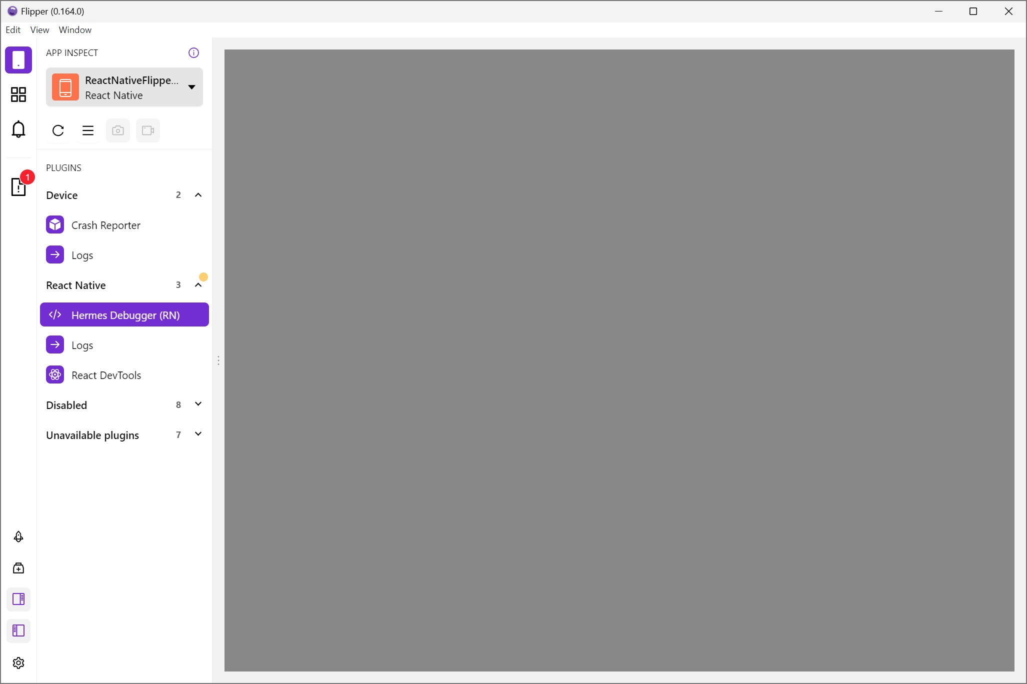 Hermes Debugger plugin shows gray screen on Windows · Issue #4272 · facebook/flipper · GitHub
